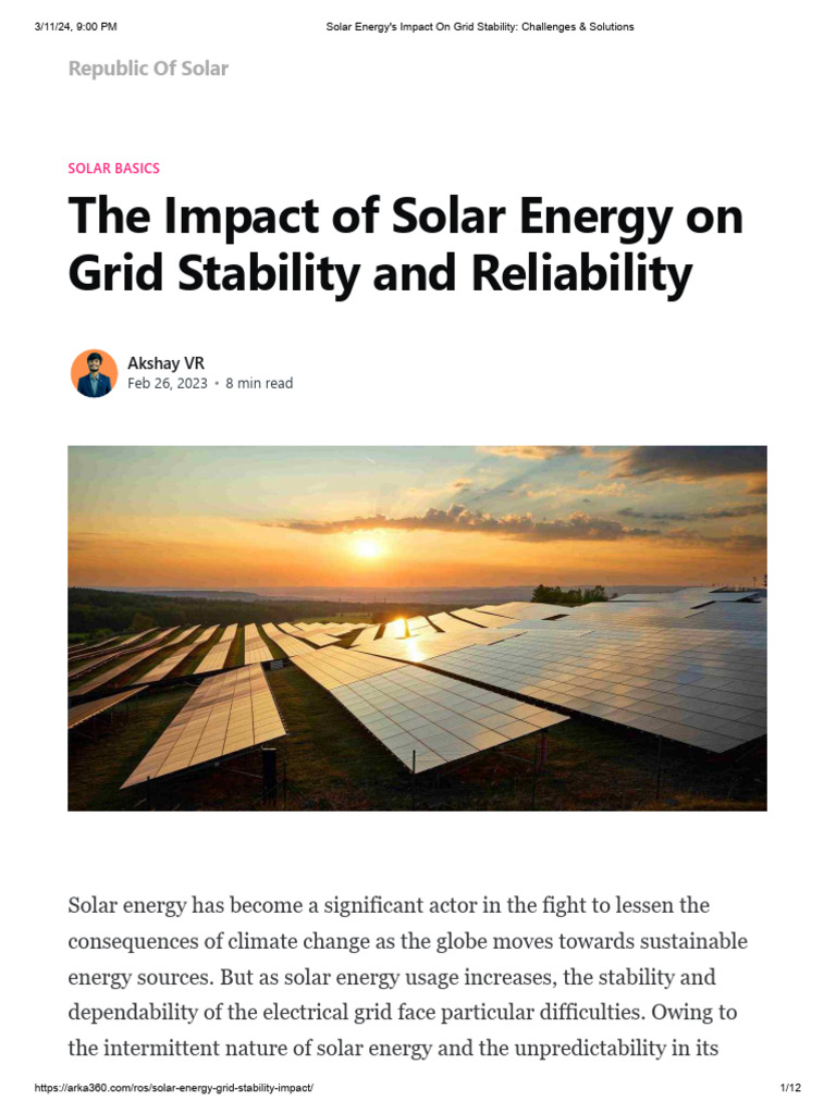 Solar Energy's Impact On Grid Stability - Challenges & Solutions ...