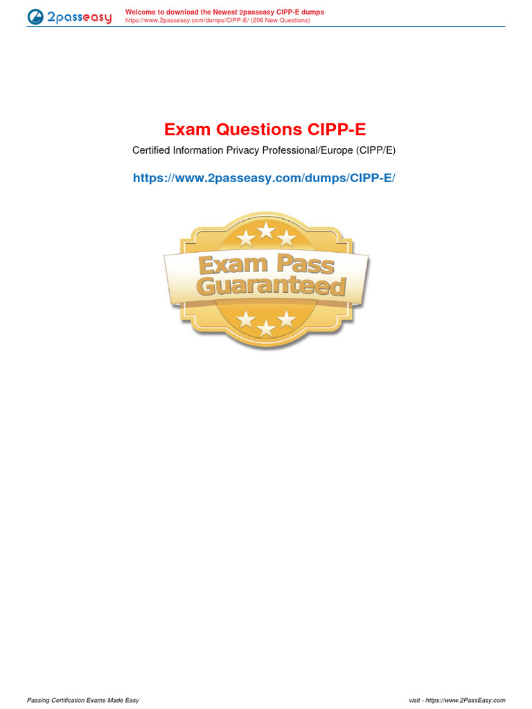 CIPP-E Exam Prep Guide | PDF