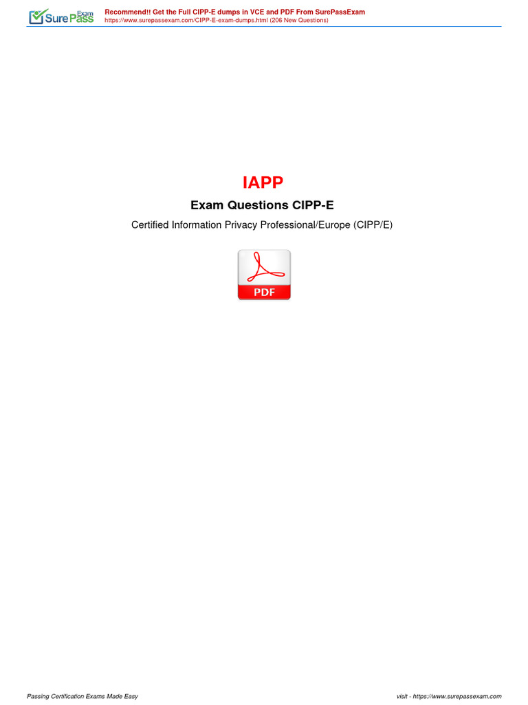 Cipp-E - Sample Test 4-To Read | PDF | Computer Security | Security