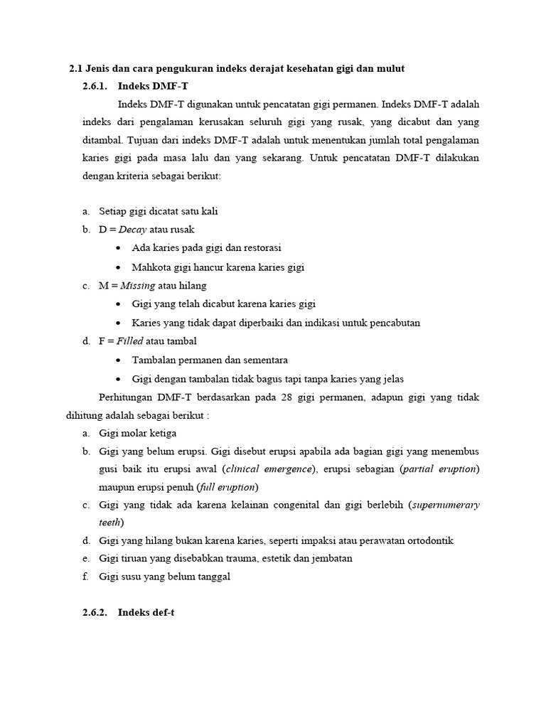 Indeks Pengukuran Kesehatan Gigi | PDF