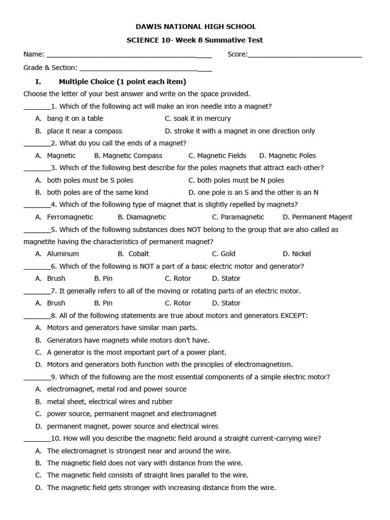 Magnet Types and Properties Quiz | PDF