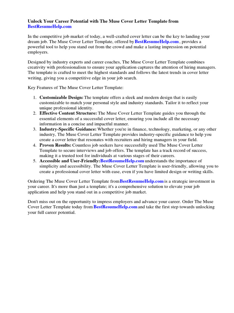 The Muse Cover Letter Template | PDF | Résumé | Recruitment