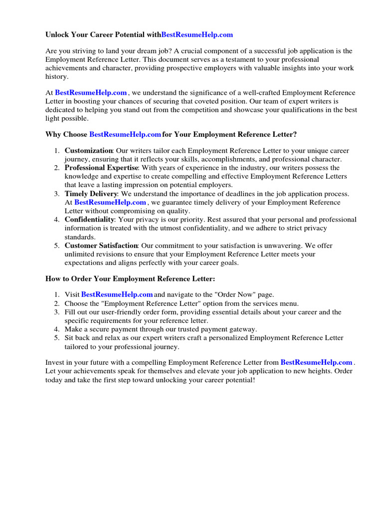 Employment Reference Letter Template Free | PDF | Résumé | Employment