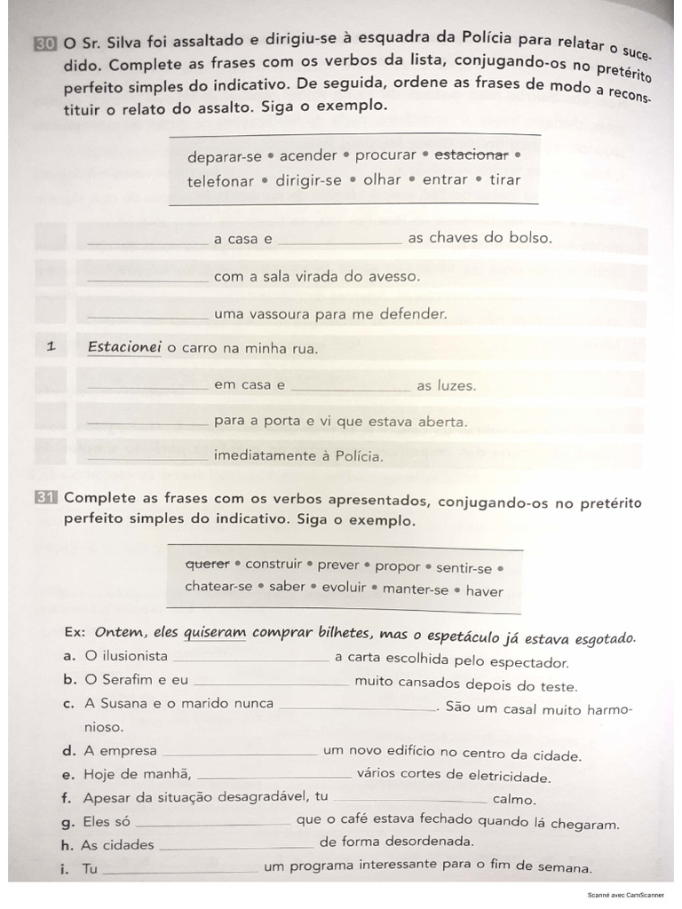 Pretérito perfeito simple avançado | PDF