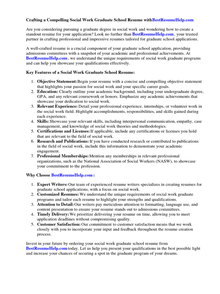 Social Work Graduate School Resume Guide | PDF | Résumé | Individualized Education Program