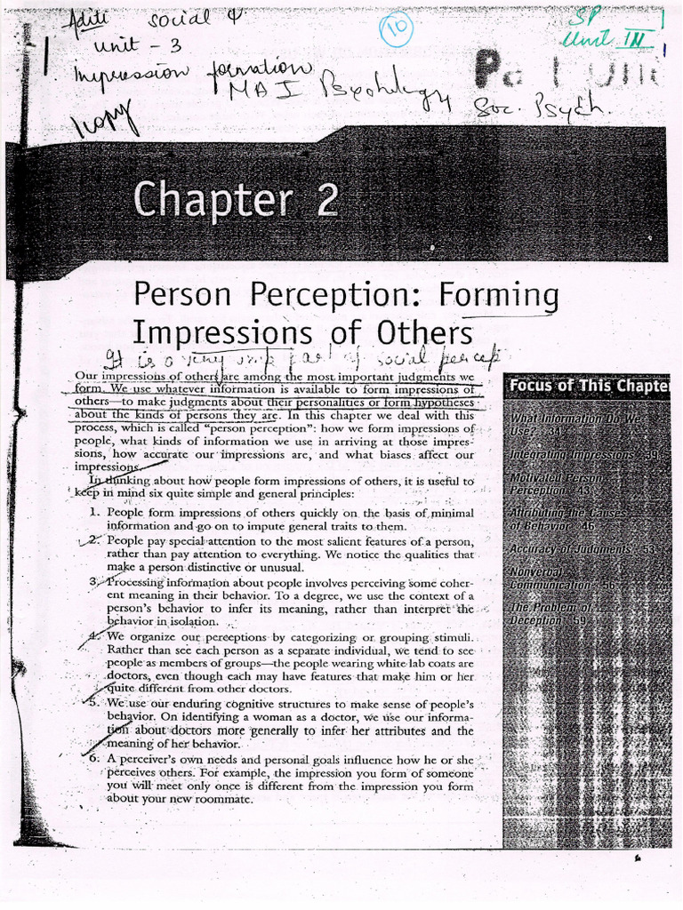Unit 3 Person Perception | PDF