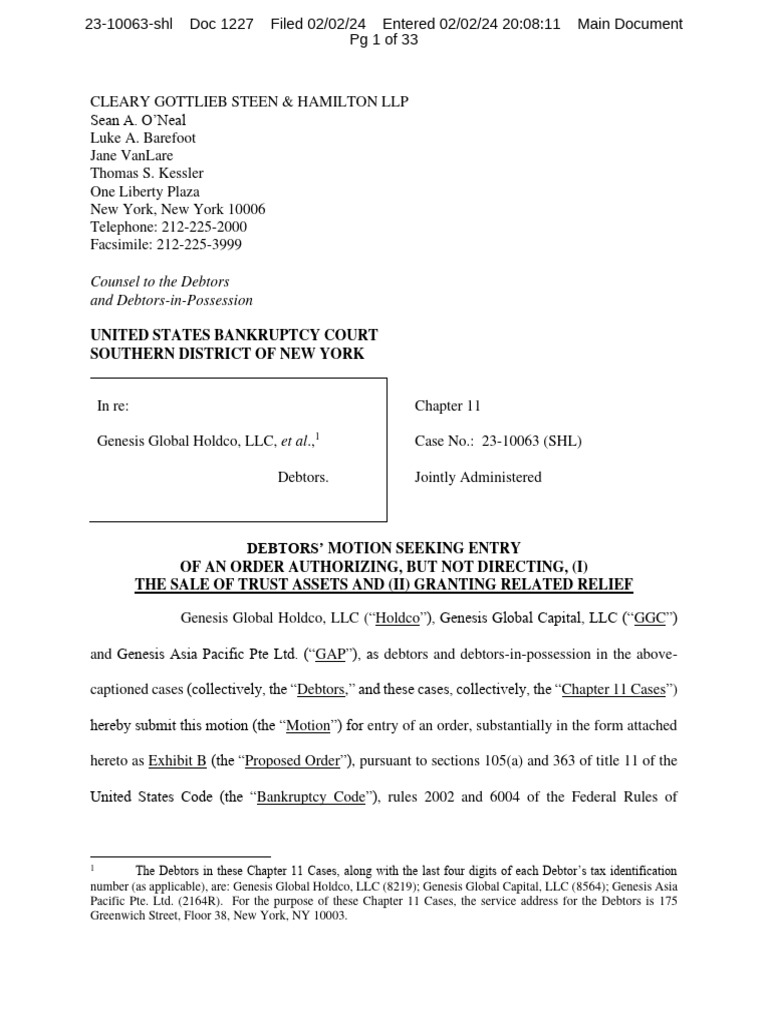 Motion ECF No. 1227 | PDF