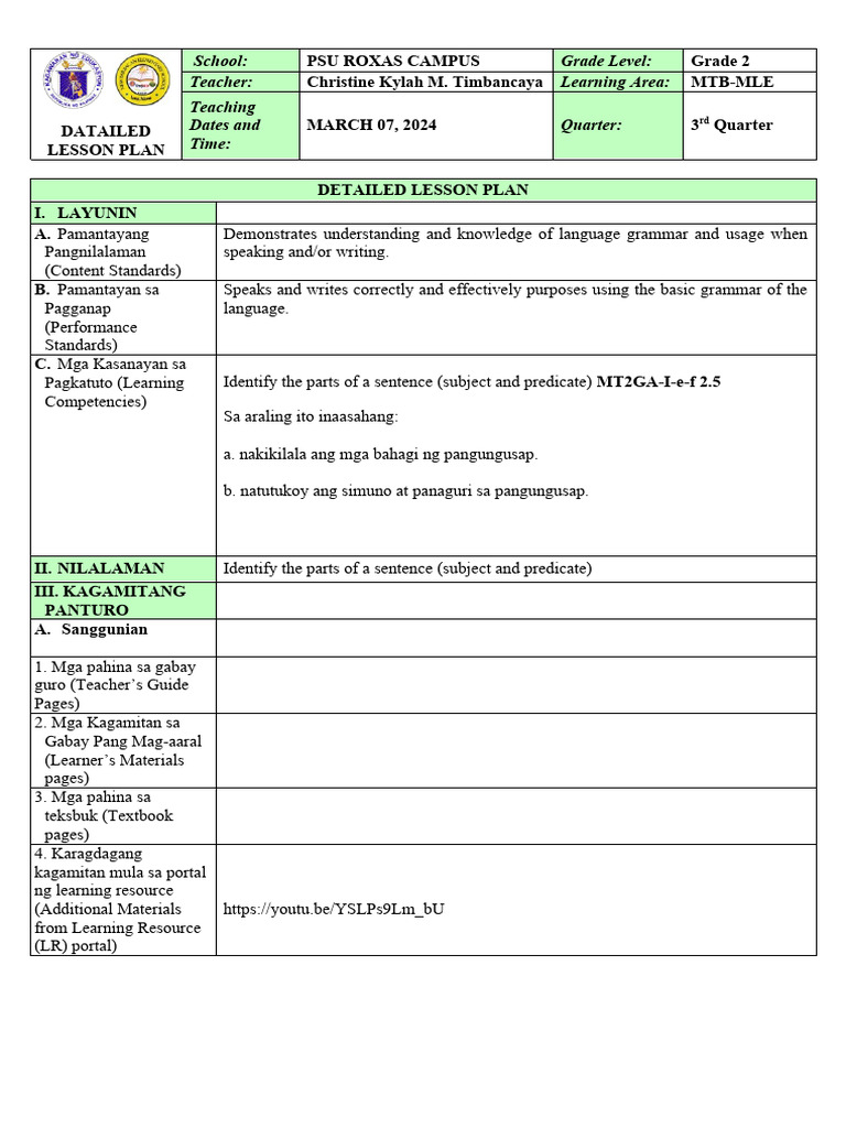 LP For Mtb-Mle Done | PDF