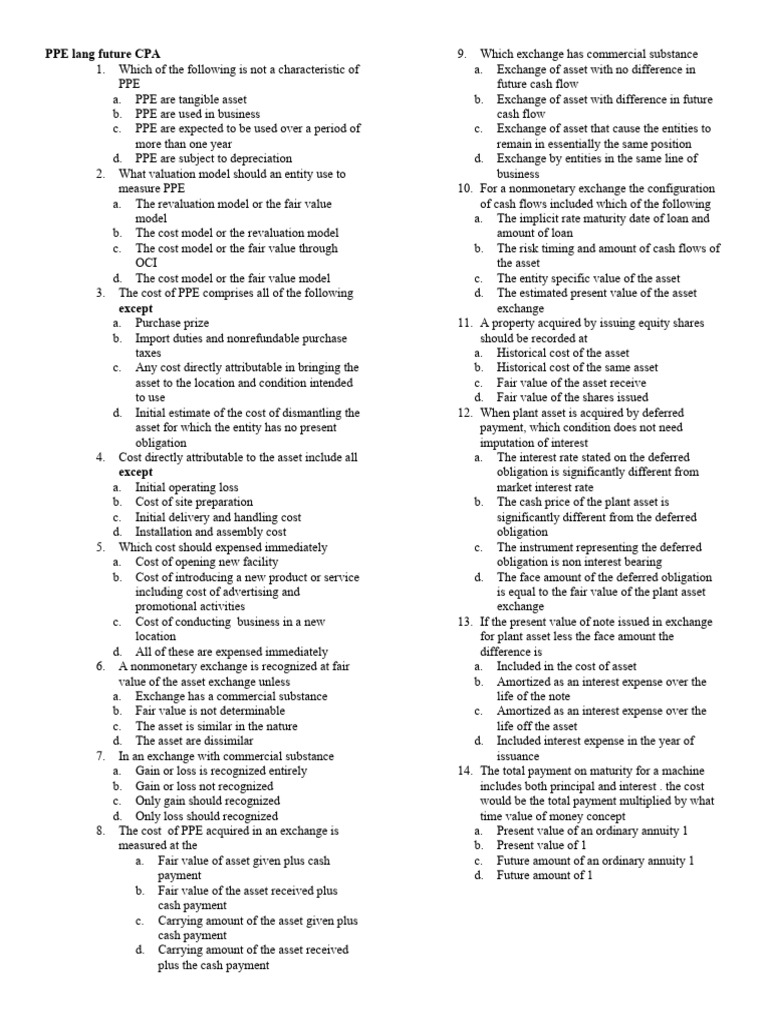 PPE lang future cpa | PDF | Depreciation | Expense