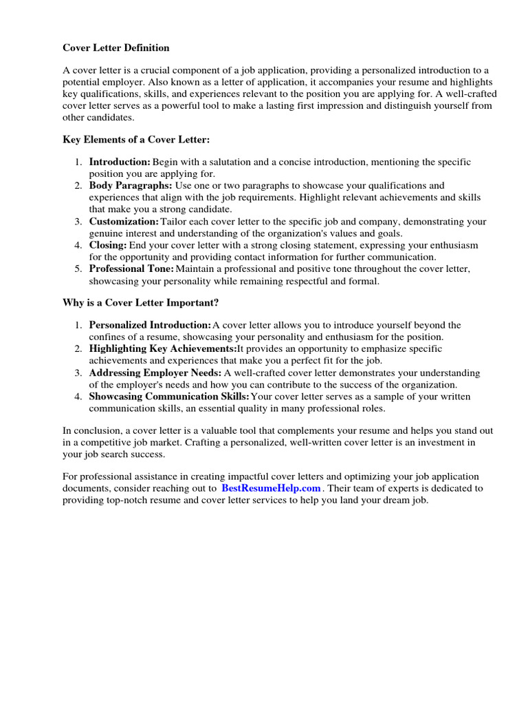 Cover Letter Definition | PDF | Résumé | Recruitment