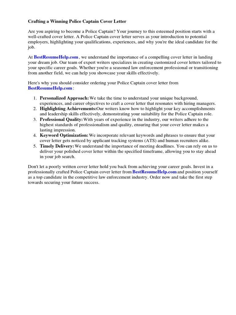 Police Captain Cover Letter Guide | PDF | Résumé | Police