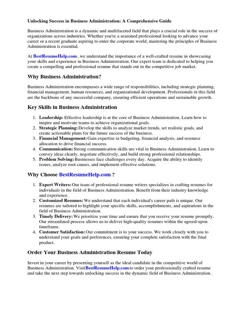 Business Administration Resume Examples | PDF | Résumé | Business