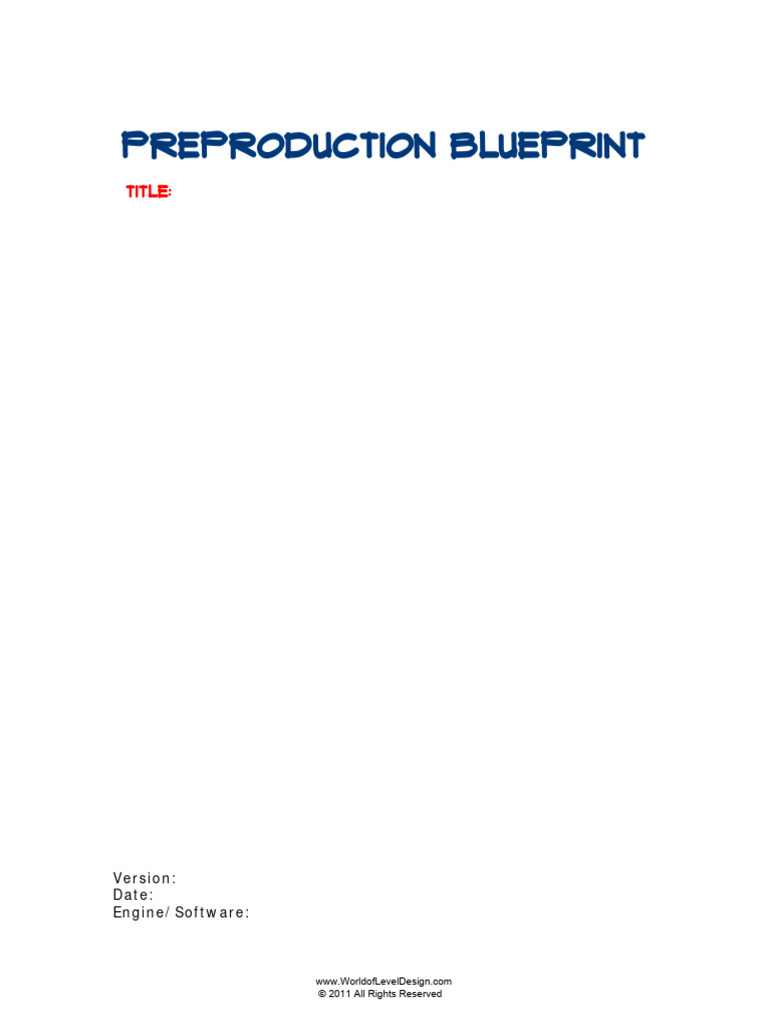 PreproductionBlueprint WorkSheet | PDF