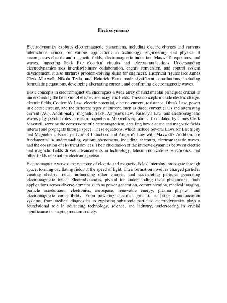 Topic 4 - Electrodynamics (Summary) | PDF | Electromagnetism | Magnetic Field