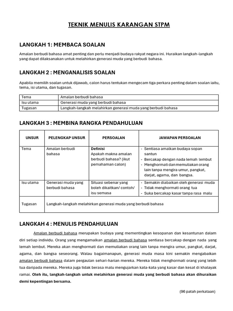 Teknik Menulis Karangan Cemerlang Stpm Pdf Kesehatan Holistik