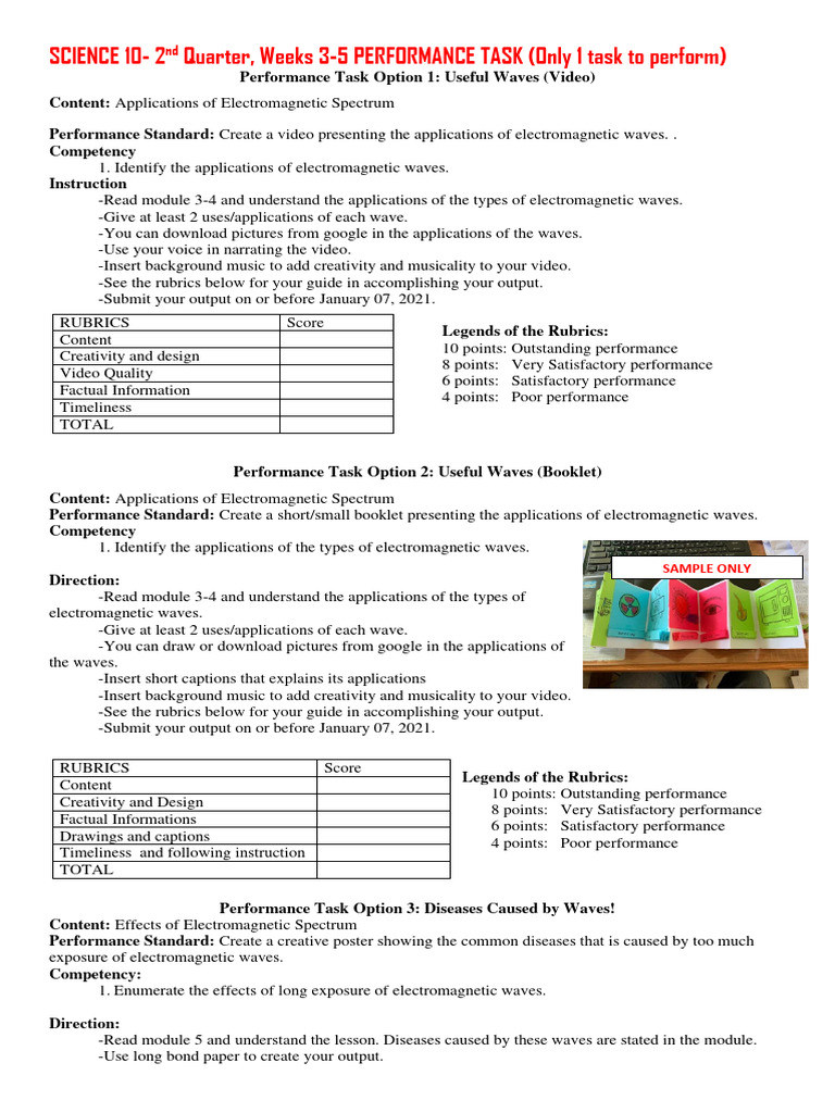 Sci.10 PT Weeks 4-5 - 2nd Quarter | PDF | Rubric (Academic)
