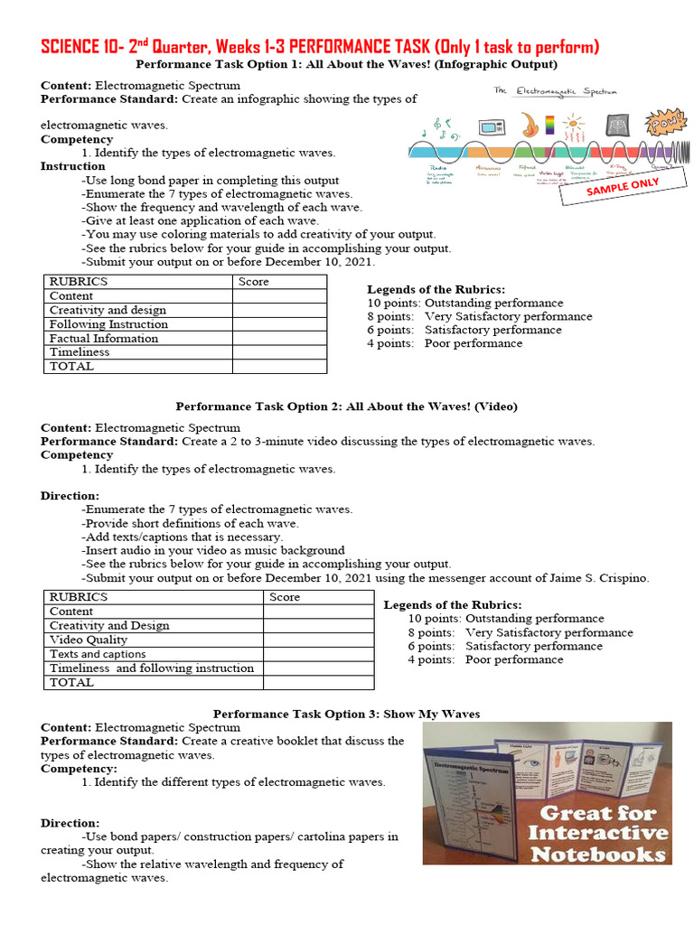 Sci.10 PT Weeks 1-3 - 2nd Quarter | PDF | Waves | Rubric (Academic)