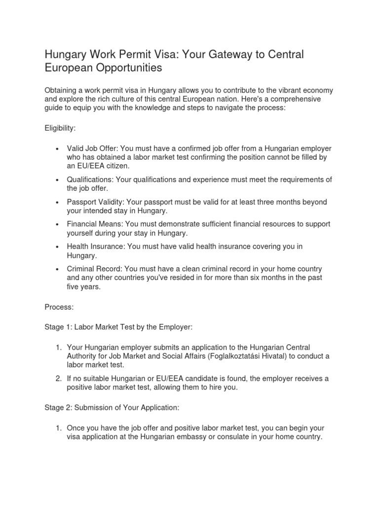 Hungary Work Permit Visa Guide | PDF | Travel Visa | Criminal Record