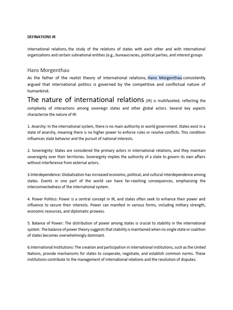 International Relations 1 | PDF | International Relations | Nation State