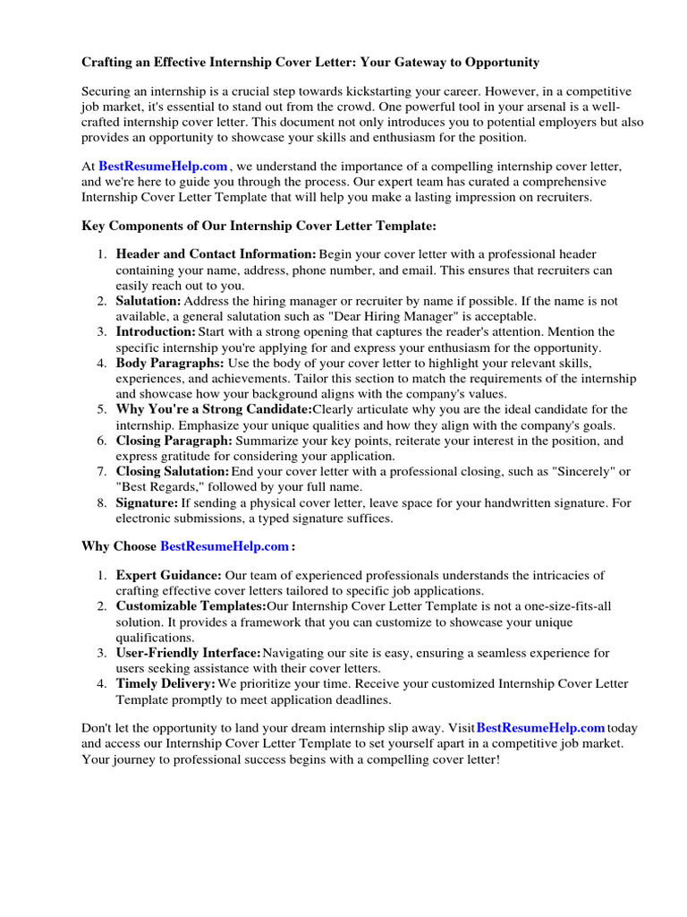 Internship Cover Letter Template | PDF | Résumé | Internship