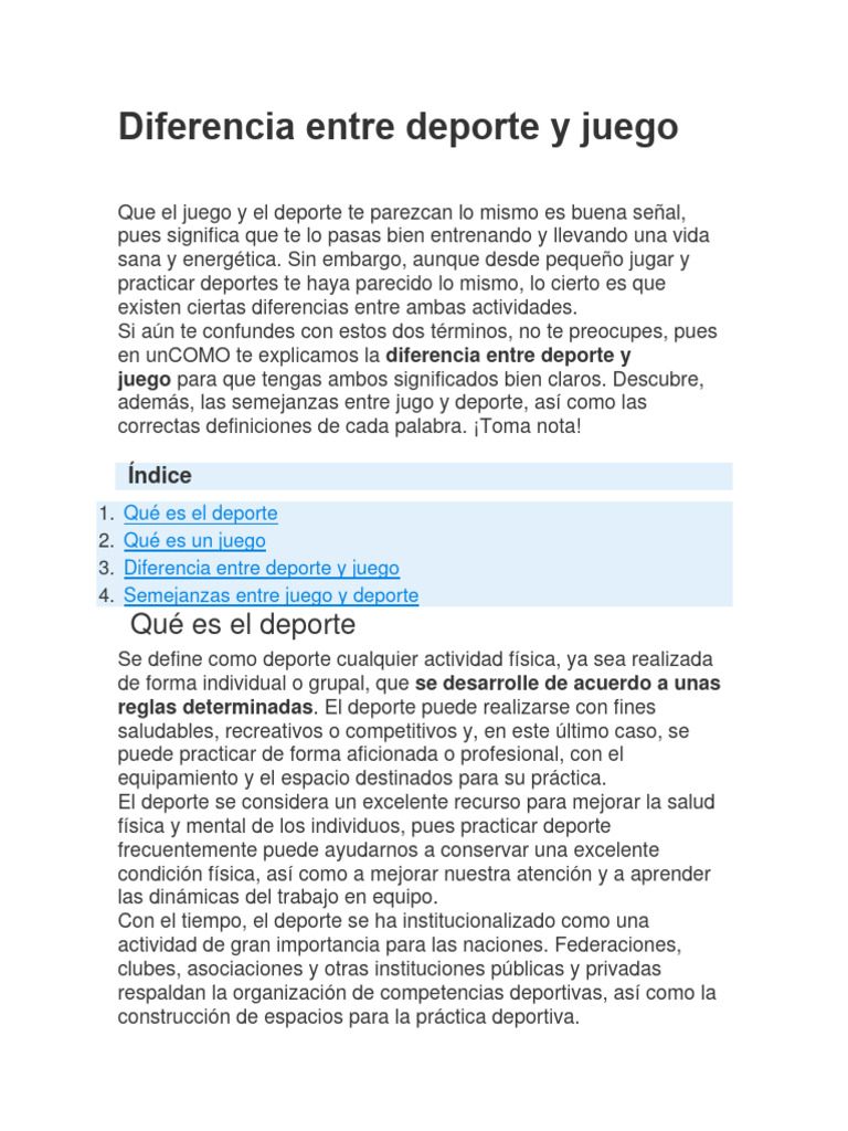 Deporte y Juego | PDF | Deportes