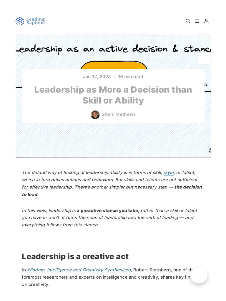 Creativity and leadership as a decision | PDF