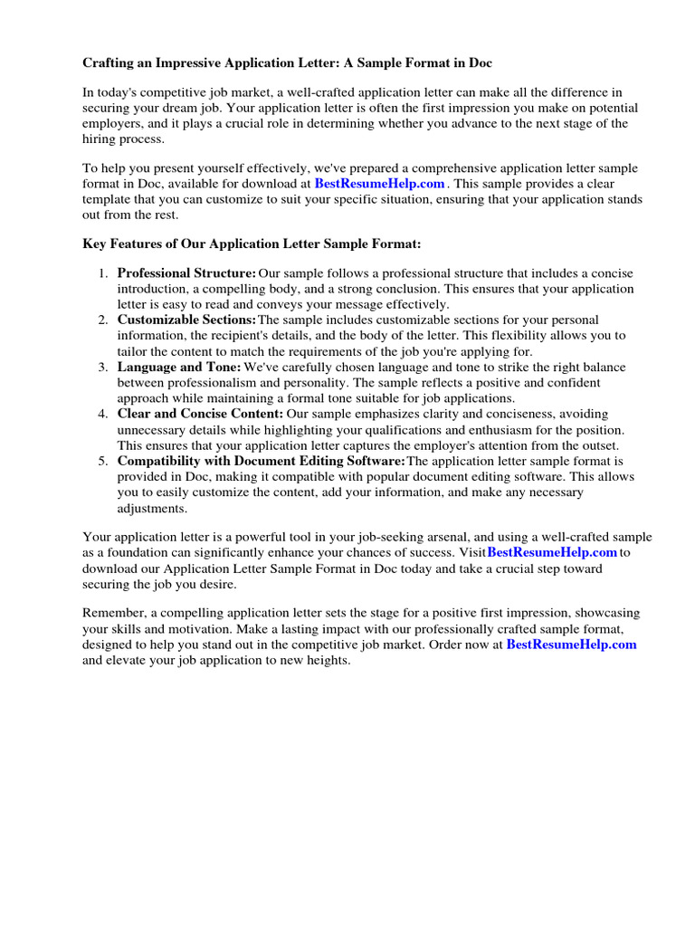Application Letter Sample Format Doc | PDF | Résumé Application Letter Sample Format Doc | PDF | Résumé