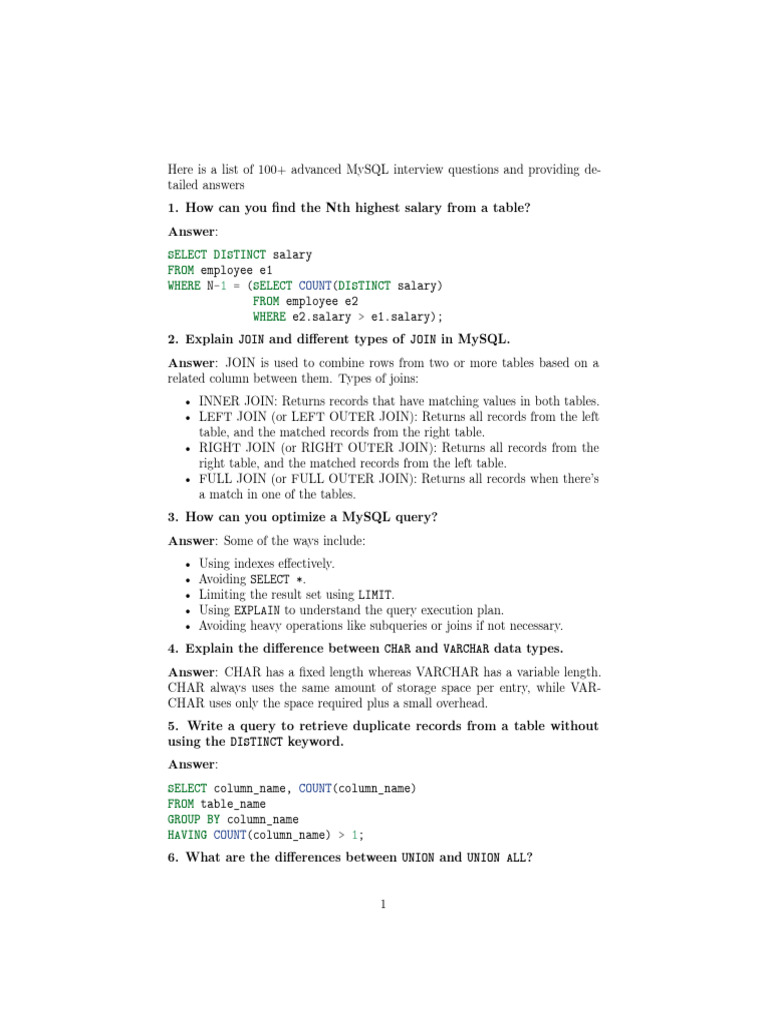 Advanced My SQL Queries | PDF