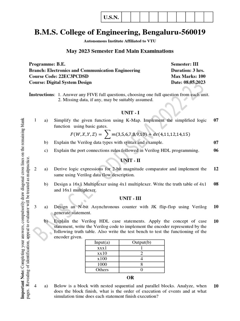 22EC3PCDSD (1) | PDF | Hardware Description Language | Computer Science
