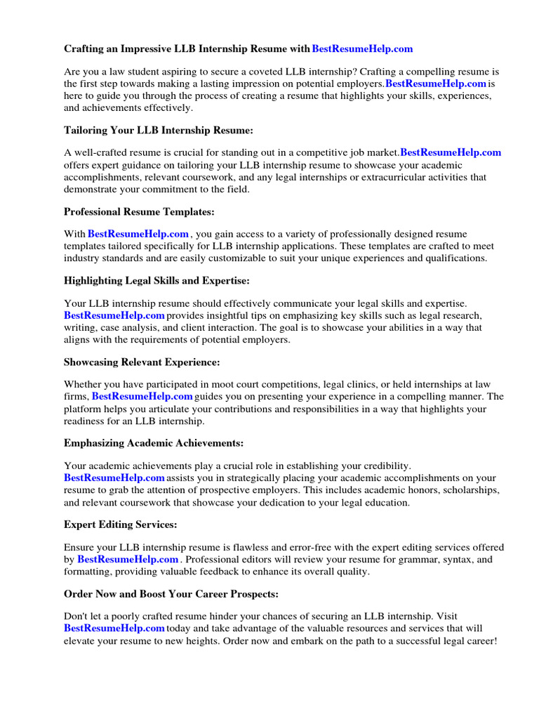 LLB Internship Resume Crafting Guide | PDF | Résumé | Internship