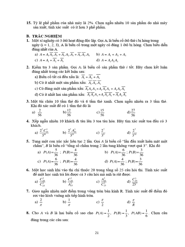Bai Tap Trac Nghiem C1 C2 | PDF