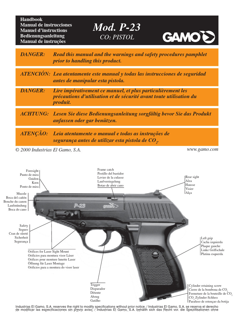 238 - Gamo P 23 Handbook | PDF | Pistola | Munición