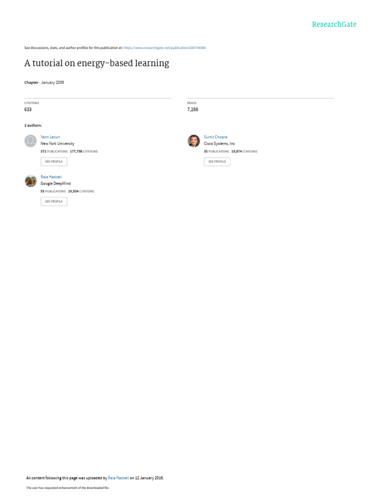 A Tutorial On Energy-Based Learning | PDF | Mathematical Optimization | Function (Mathematics)
