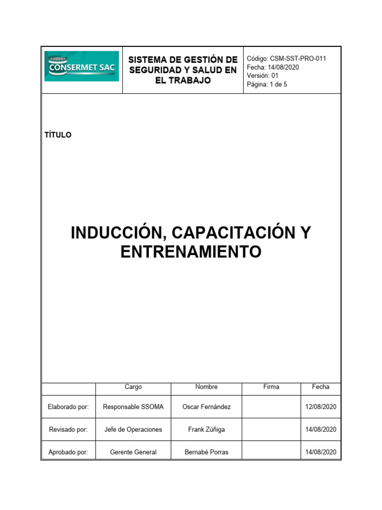 Item 6 - Induccion, Capacitacion y Entrenamiento | PDF | Tecnología