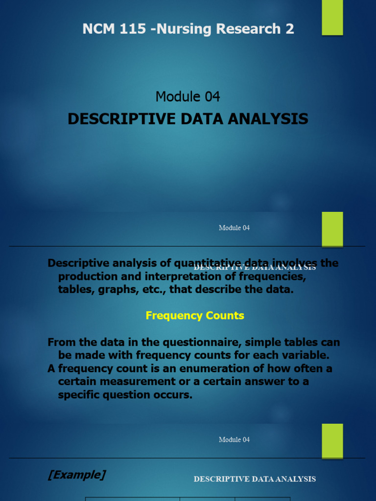 Lecture Nr2 04 Descriptive Data Analysis Sy 2023 Pdf Data Analysis Data