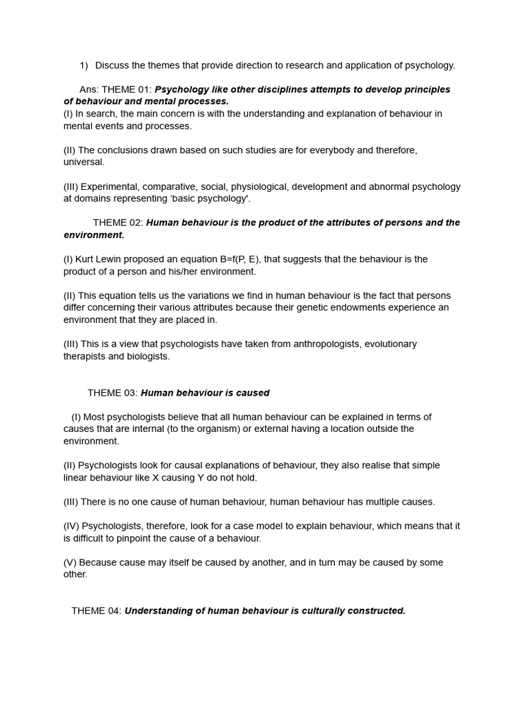 Psychology 6 Marks Q-A | PDF | Psychology | Behavioural Sciences