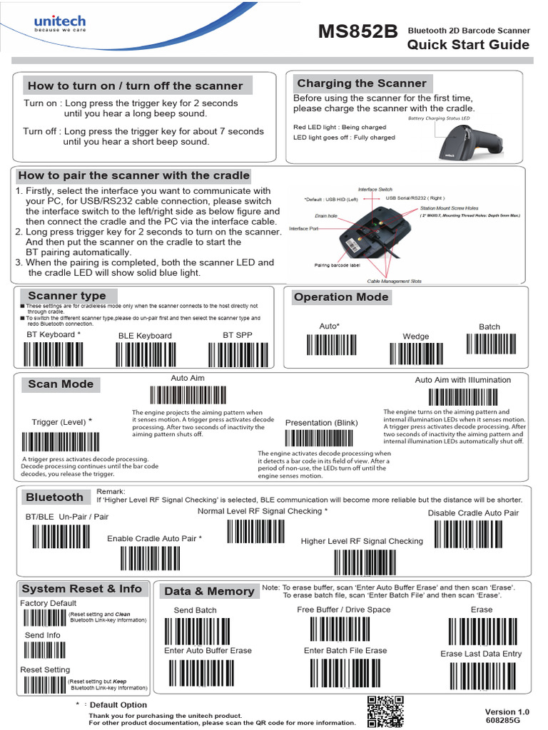 MS852B QSG 20200320 | PDF | Image Scanner | Barcode