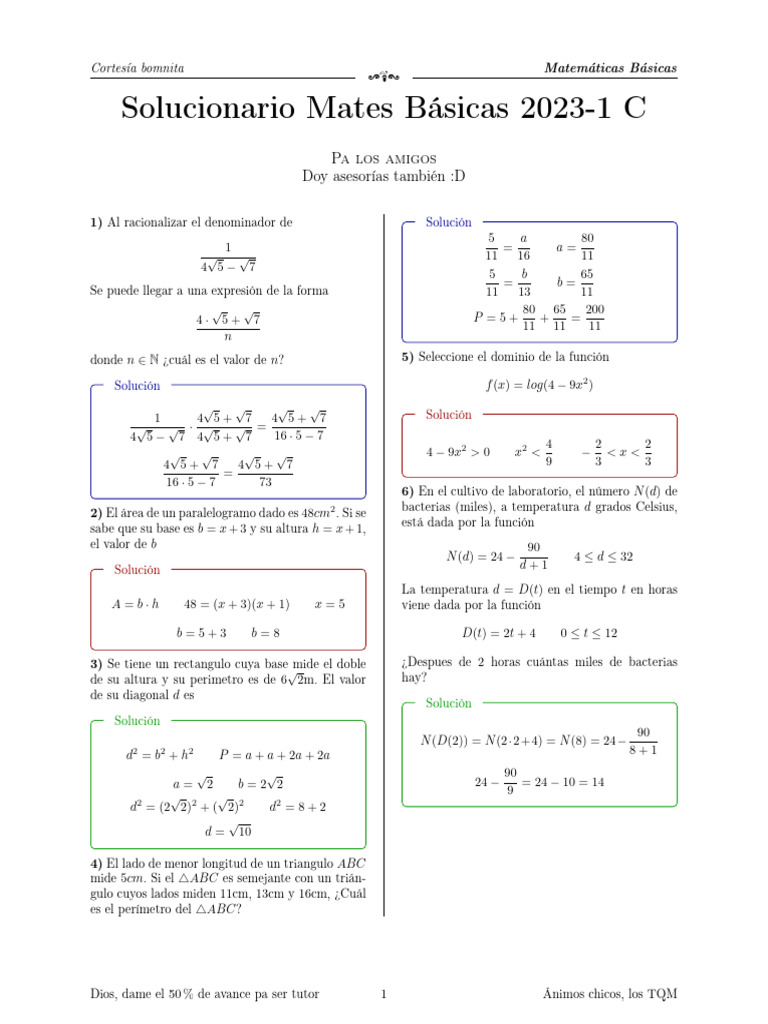 Solucionario Parcial Basicas | PDF