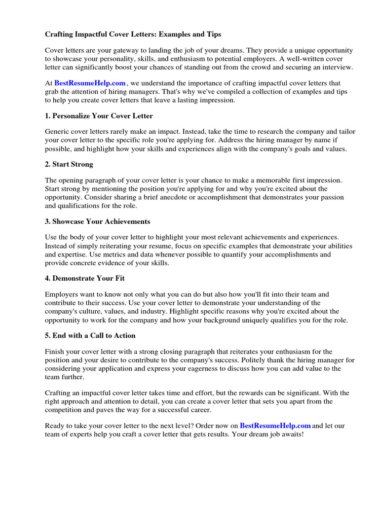 Impactful Cover Letter Examples | Download Free PDF | Résumé | Employment