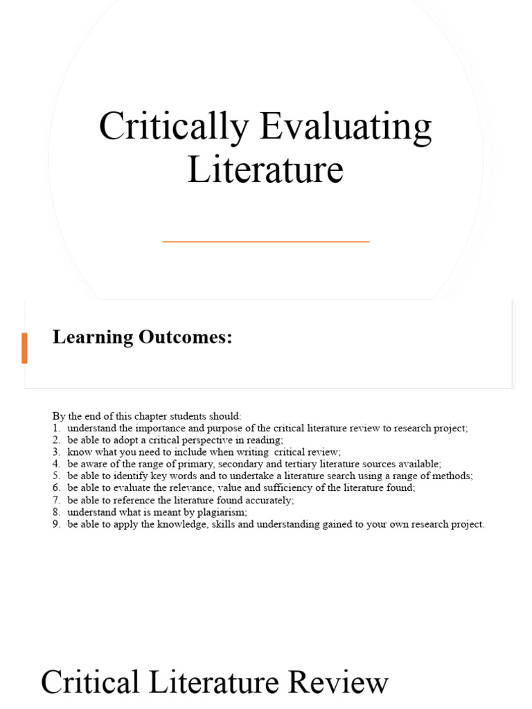 3 Critically Evaluating Literature | PDF | Theory | Methodology