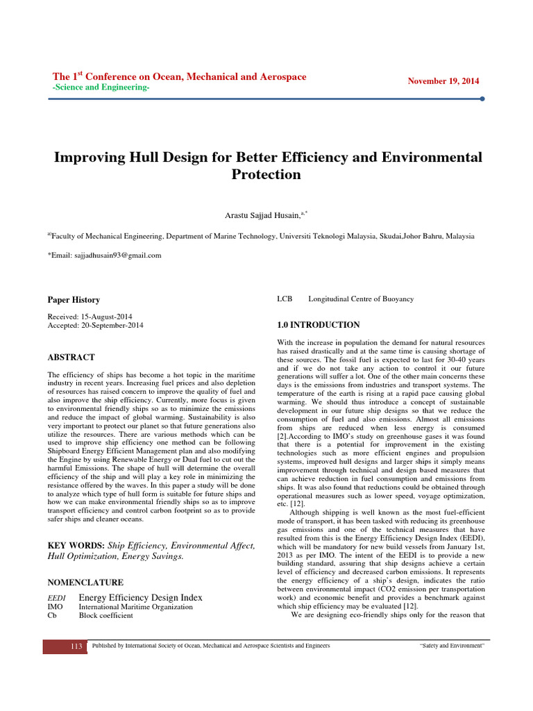 Improving Hull Design For Better Efficiency and Environmental | PDF ...