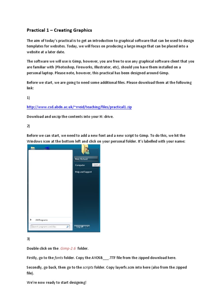 Practical 1 - Creating Graphics: .Gimp - 2.6 | PDF | Computing | Software