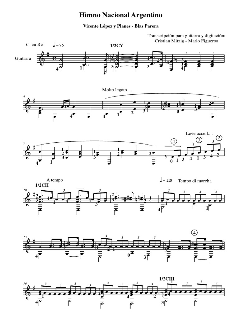 Partitura Himno Nacional Argentino | PDF