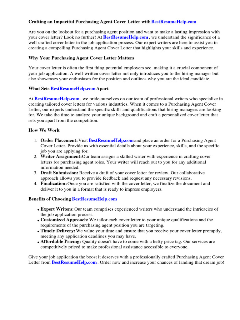 Purchasing Agent Cover Letter | PDF