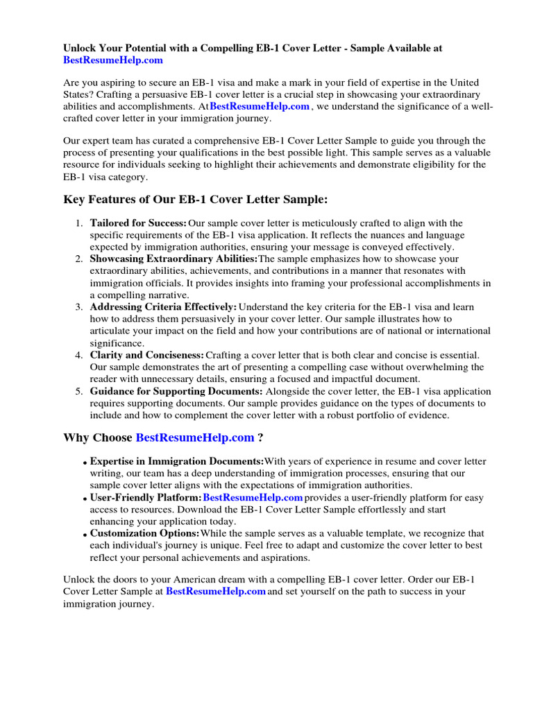 Eb1 Cover Letter Sample | PDF | Résumé | Recruitment