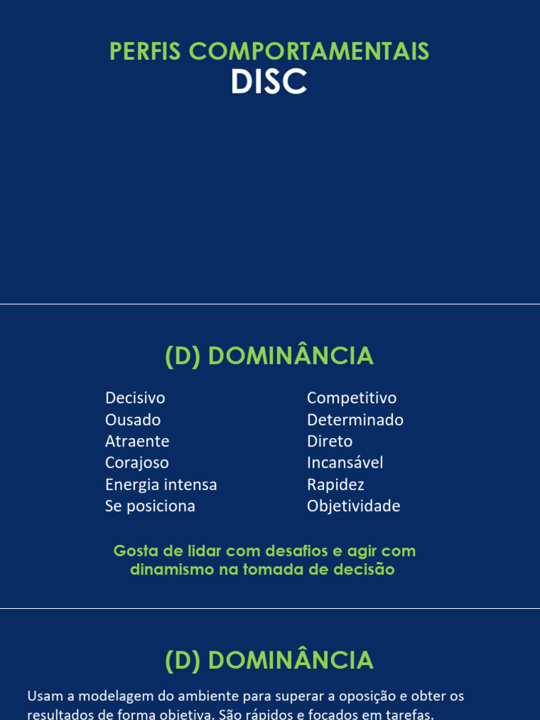 BÔNUS - Descrições - 4 Perfis DISC | PDF | Pensamento | Cognição