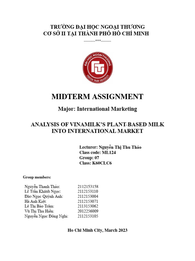 Group 07 Vinamilk Midterm Assignment Report | PDF | Milk | Inflation