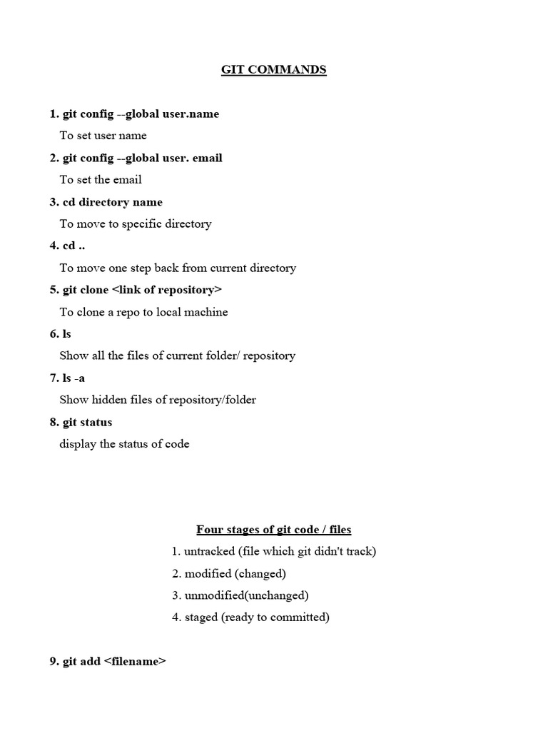 Git Commands Pdf Computer File Directory Computing
