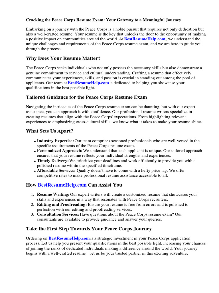 Peace Corps Resume Crafting Guide | PDF | Résumé | Expert