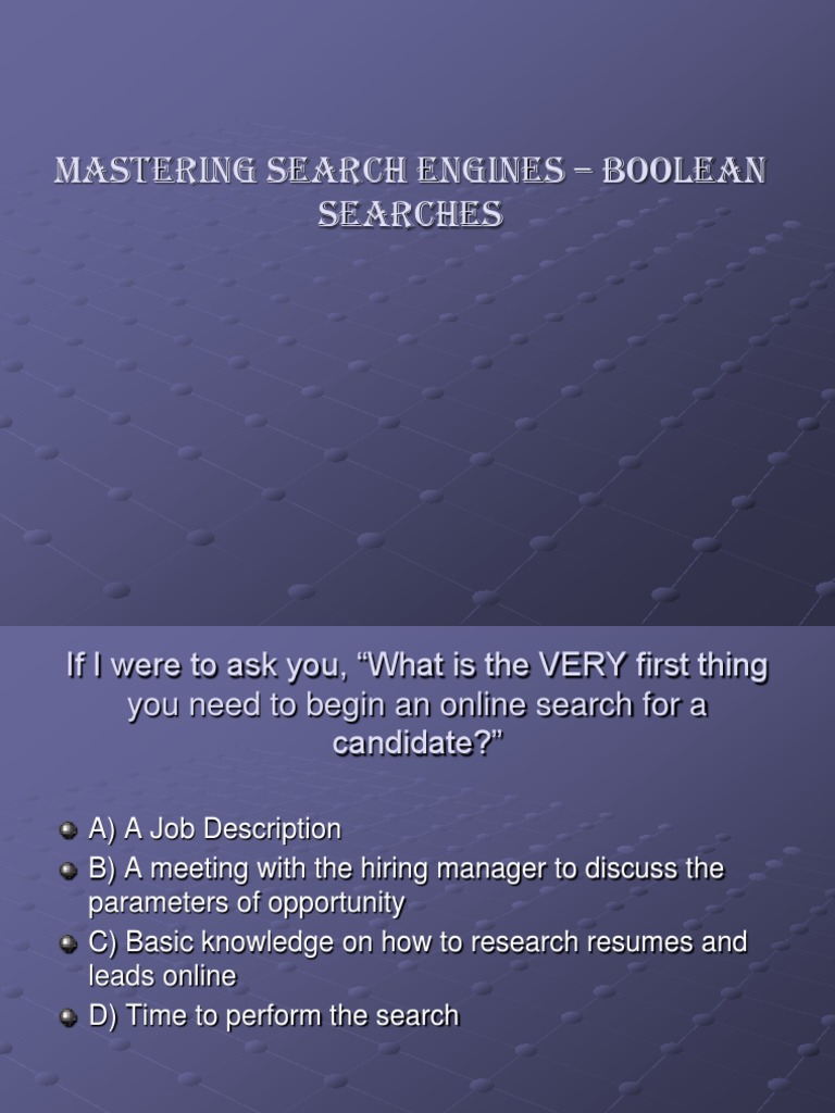 Mastering Search Engines - Boolean Searches | PDF | Web Search Engine ...